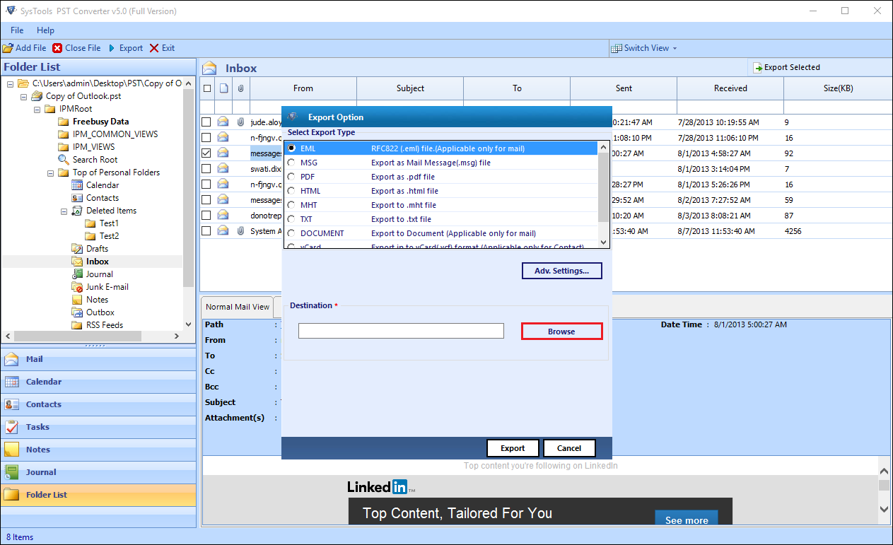 PST Converter – Export Outlook PST in EML, MSG File Format