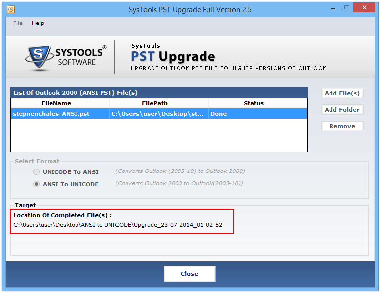 PST ANSI to Unicode Converter Tool to Upgrade Outlook PST file