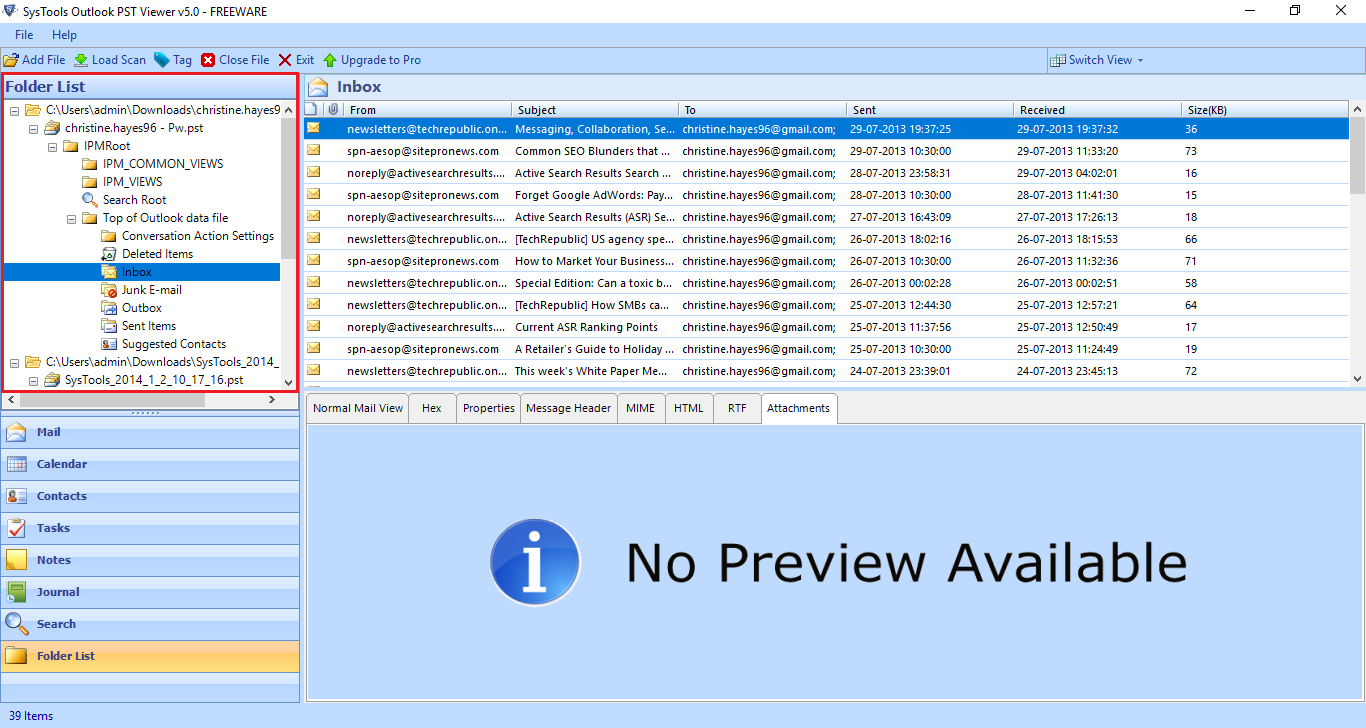 Outlook Pst Viewer Freeware Open And Read Pst Files Without Outlook