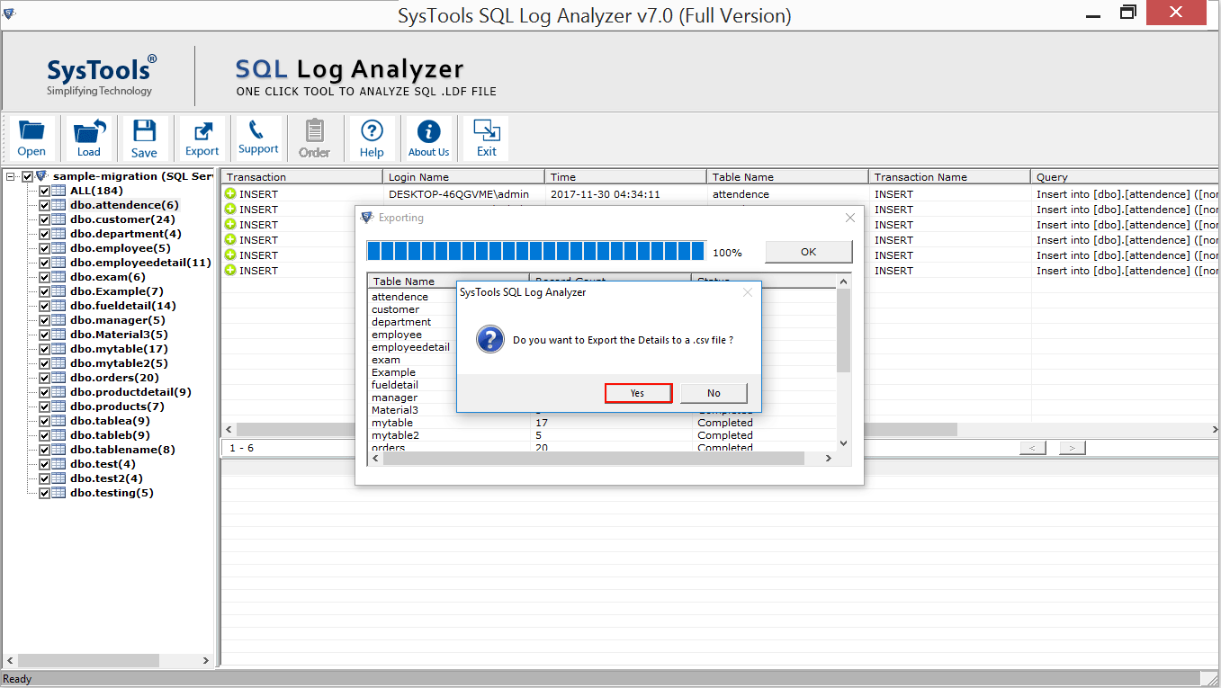 Sql Log Analyzer Open View Read And Export Transactions Log Ldf Files